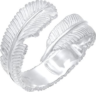 Elli Ring Damen Wickelring mit Feder Look in 925 Sterling Silber