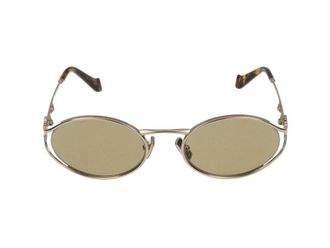 Miu Miu 0MU Metal Oval Frame Sunglasses - Gold