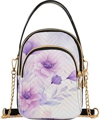 Mnsruu Sac à bandoulière pour femme avec sangle réglable Motif fleurs violettes