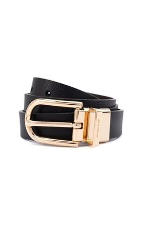 Michael Kors 1 inch Reversible to Saffiano Leather Belt Ceinture, Noir/Bleu Marine, M Femme