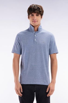 Eden Park Polo &Agrave; Manches Courtes En Coton Et Lin Gris Fonc&eacute; Coupe Droite