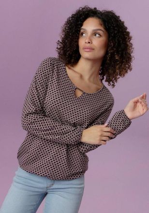 Aniston Langarmshirt in unterschiedlichen Drucken, jeweils mit Schmuckelement