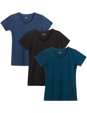 Berydale Damen Bd157 T-Shirt, Schwarz, Petrol, Jeansblau, XXL