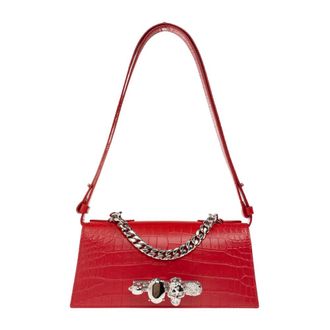Alexander McQueen Jewelled Mini Leather Bag - - Bags - Damen - Rot - ONE SIZE