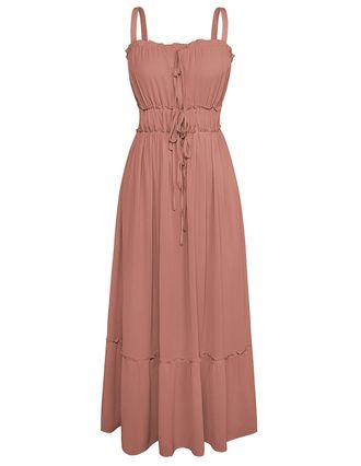 Grace Karin Damen Sommer Kleider Damenkleidung Elegante Spaghettiträger A-Linie Freizeitkleid Maxi Casual Ärmellos Strandkleide Rosa M