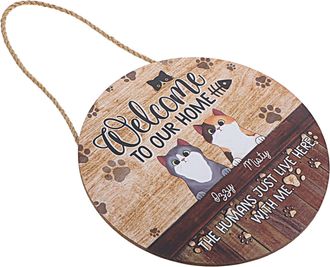 SOLUSTRE Willkommensschild Aus Holz Hängendes Türschild Willkommensschild Für Haustür Dekoration Für Haus Und Restaurant Einweihungsgeschenk Für Katzenliebhabe
