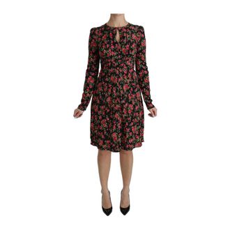 Dolce & Gabbana Femme, Robes, Multicolore, Taille: 34 FR Robe A-Ligne Noire &agrave; Fleurs