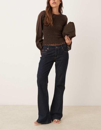 Motel Jean &eacute;vas&eacute; rigide &agrave; taille basse - Indigo-Bleu marine