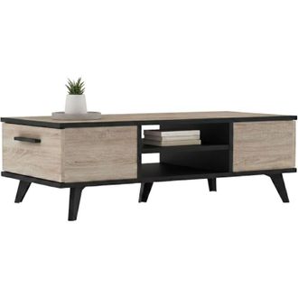 M&S Collection M&s - Table basse 107x50x35 cm ch&ecirc;ne bross&eacute; et noir - santos