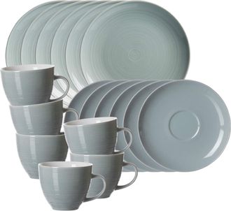 Ritzenhoff & Breker Suomi Kaffeeservice 18-teilig, Kaffeetassen mit Untertassen (260 ml) und Dessertteller (20 cm), Feine & ausgepr&auml;gte Reliefierungen, Skandinavisches De