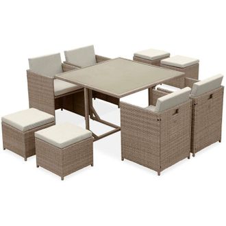 Sweeek Lounge-Set 4 - 8 Pl&auml;tze - kompakt verstaubar Beige / Beige