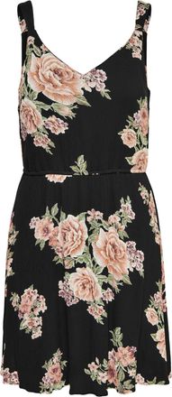 Only Damen ONLKARMEN S/L Short Dress WVN NOOS 15157655, Black/ORANGE Flower Print, 38