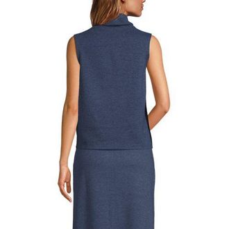 Lands End Softes ärmelloses Jersey-Rollkragenshirt, Damen, Größe:44-46 regular, Blau, Baumwolle/Polyester/Baumwoll-Mischung, by Lands End