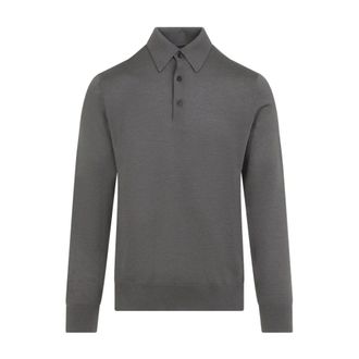 Ermenegildo Zegna Homme, Tops, Gris, Taille: XL Polo en cachemire et soie