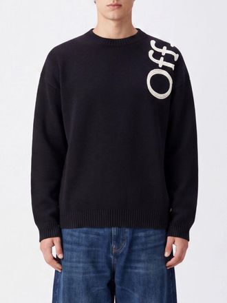 Off-white Wollmisch-Pullover mit Rundhalsausschnitt und Allover-Jacquard-Logo