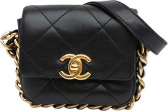 Chanel Pre-owned Mini Quilted Calfskin Framing Chain Flap - Femme - Pre-owned - Noir - Taille: ONE Size
