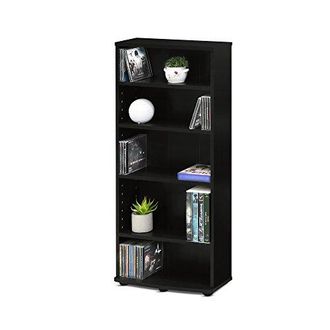 Furinno JAYA Multimedia-Lagerturm mit 5 Fächern, Espresso, 14.61 x 43.18 x 92.46 cm