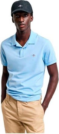 GANT SS Polo À Manches Courtes en Piqué Shield Slim, Capri Blue, M Homme