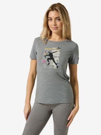 super.natural T-Shirt f&uuml;r Damen,Merino W RUNNING ART TEE mit Sport-Motiv, atmungsaktiv