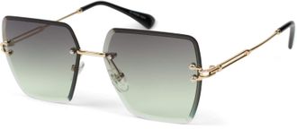 styleBREAKER Damen Sonnenbrille ohne Rahmen mit eckigen Polycarbonat Gläsern und Diamantschliff | UV400 Verlaufstönung | Metallbügel verstellbare Nasenpads, Gestel