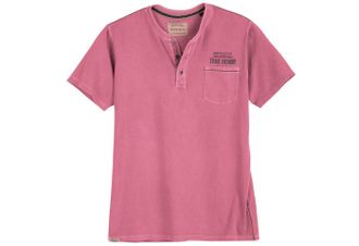 Redfield Rundhalsshirt Redfield XXL Henley Shirt Brusttasche dunkelrosa used