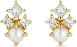 Mateo Bijoux 14kt The Little Things Gelbgoldohrstecker mit Perle und Diamant