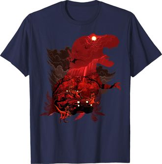 Jurassic Park T-Rex Red Safari Collage T-Shirt