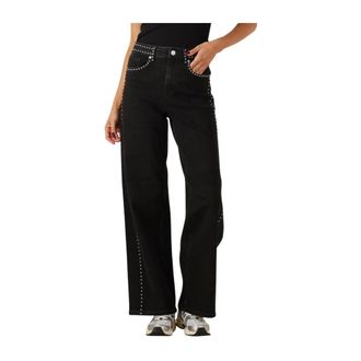 Y.A.S Studded Wide Leg Jeans - - Jeans - Damen - Schwarzk - W28 L32
