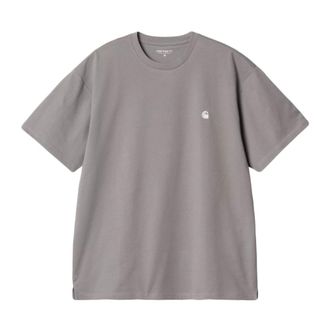 Carhartt Work in Progress Homme, Tops, Gris, Taille: L T-shirt en Coton Gris avec Broderie Logo