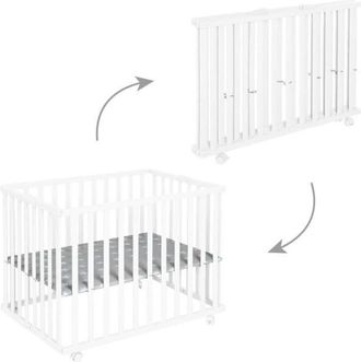 Roba Roba - Parc b&eacute;b&eacute; pliable little stars - 75 x 100 cm - R&eacute;glable en hauteur - 4 Roues frein&eacute;es - Bois Laqu&eacute; Blanc - Motif