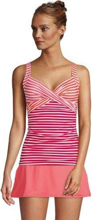 Lands End Tankinitop CHLORRESISTENT mit V-Ausschnitt Gemustert, Damen, Gr&ouml;&szlig;e:34 regular, Pink, Nylon-Mischung, by Lands End