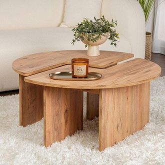 Pier Import Pier Import - Table basse ronde effet bois de pin - design puzzle marfa