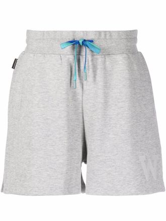 Woolrich short en coton biologique &agrave; logo brod&eacute; - Gris