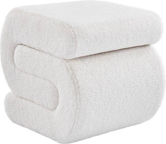 Sweeek Design-Hocker mit Boucl&eacute;-Bezug 1 Platz