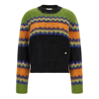 Ganni Pull en alpaga bross&eacute; &agrave; col rond - Femme - Pulls - Multicolore - Taille: 40 FR