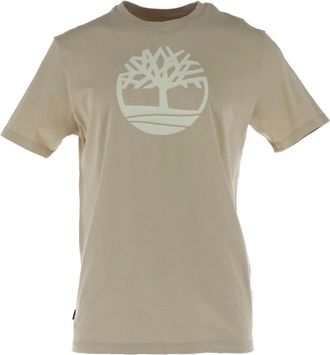 Timberland Homme, Tops, Beige, Taille: XL T-Shirt Imprim&eacute; &agrave; Manches Courtes et Col Rond