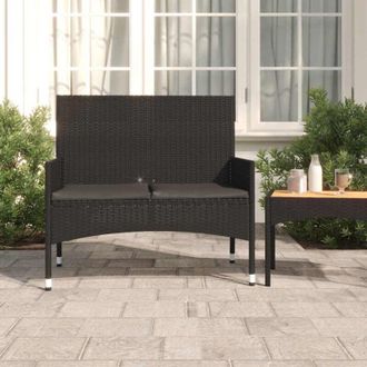 vidaXL Vidaxl - Banc de Jardin &agrave; 2 Places avec Coussins Noir R&eacute;sine Tress&eacute;e