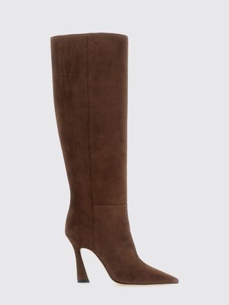 Stuart Weitzman Bottes hautes au genou en daim avec talon &eacute;vas&eacute;