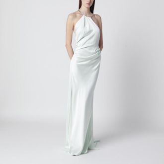Victoria Beckham Aloe-coloured long dress with chain detail
