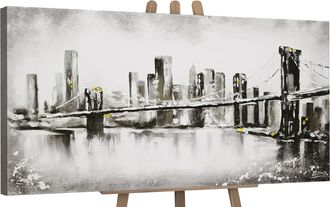 Yohji Yamamoto Art Abstrakt Acryl Gemälde auf Leinwand Großstadt handgemalt Wandbilder Wohnzimmer modern Wohndekor Gate bridge Brücke Bilder Büro echte Kunst 100x50 