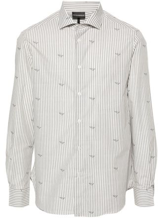 Emporio Armani chemise ray&eacute;e &agrave; logo imprim&eacute; - Vert