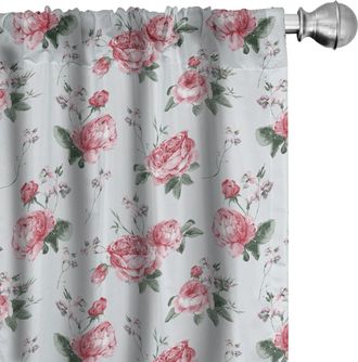 Abakuhaus Shabby Flora Vorh&auml;nge, Gardinen, Fr&uuml;hlings-Blumen-Rosen, Fensterbehandlungen f&uuml;r Wohnzimmer Schlafzimmer Dekor, 2 St&uuml;ck 75 cm b x 245 cm h, Mandelgr&uuml;n