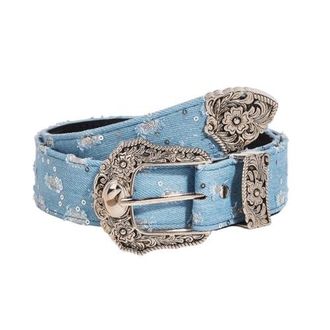Generic Ceinture décorative vintage en cuir PU pour femme, style décontracté, pour le bureau, les fêtes, les jupes et les jeans, Noir, 105 cm