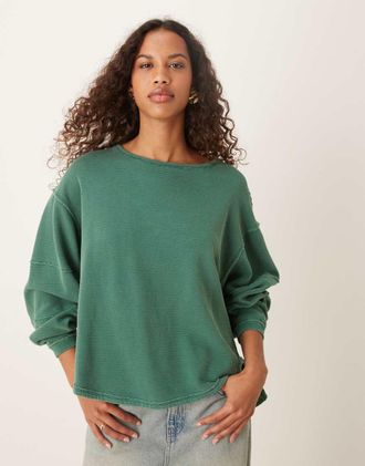 Free People Total Eclipse - T-Shirt in Kieferngrün-Weiß