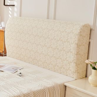 Generic Elastischer Flanellbezug mit Bettkopfteil Bezug Muster, Queen Kingsize Gr&ouml;&szlig;e, Kopfteil Bezug Staubschutzh&uuml;lle f&uuml;r Schlafzimmerdekoration Blume - Beige