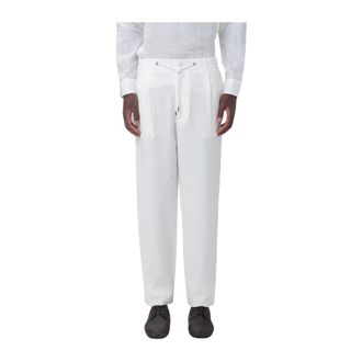 Giorgio Armani Pantalon droit en lin et toile - Homme - Pantalons - Blanc - Taille: M