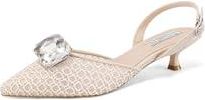 Queen Helena Escarpins à Talons Bas Slingback Chaussures Élégantes Bout Fermé Femme K3696, beige, 38 EU