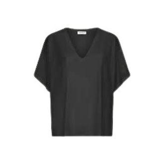 Dondup Schwarzes V-Ausschnitt T-Shirt mit D-Logo - - Blouses & Shirts - Damen - Schwarzk - S