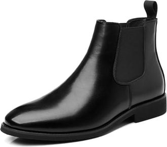 Generic Bottines Chelsea classiques noires en cuir pour homme, Peluche noire, 39 2/3 EU