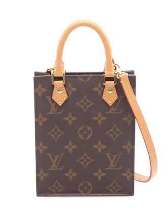 Louis Vuitton 2021-2025 Monogram Petit Sac Plat Satchel-Tasche - Braun